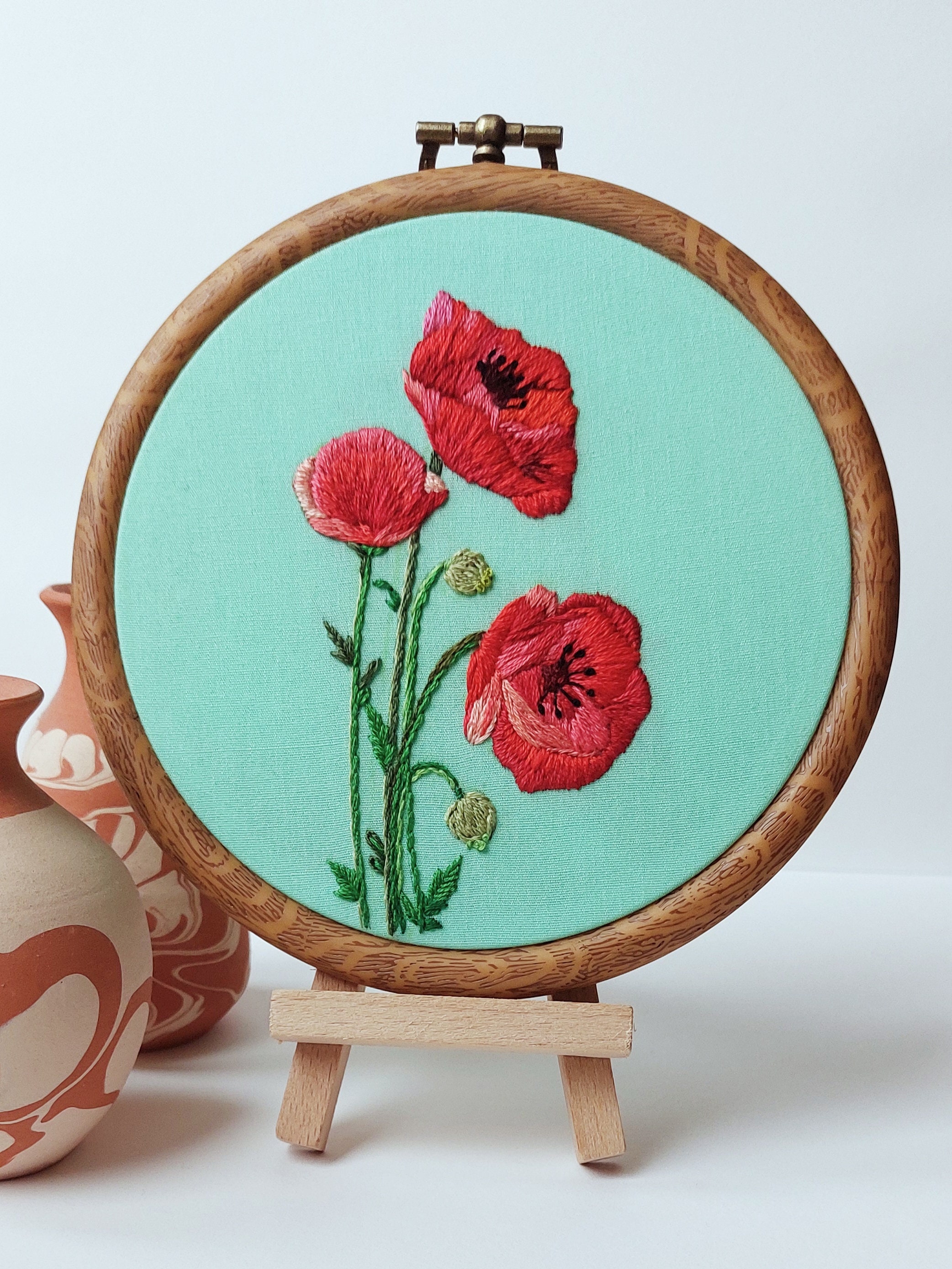 Poppy Embroidery Wall Art, Poppy Wall Hanging, Remembrance Day Gift ...