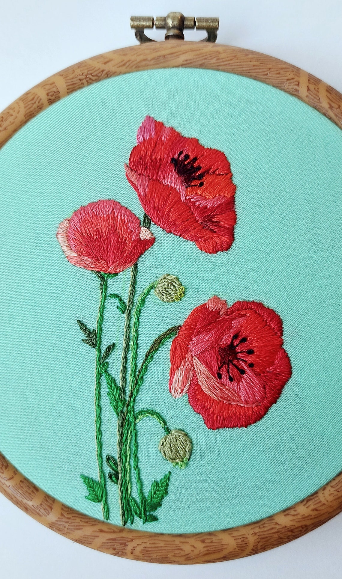 Poppy Embroidery Wall Art, Poppy Wall Hanging, Remembrance Day Gift ...