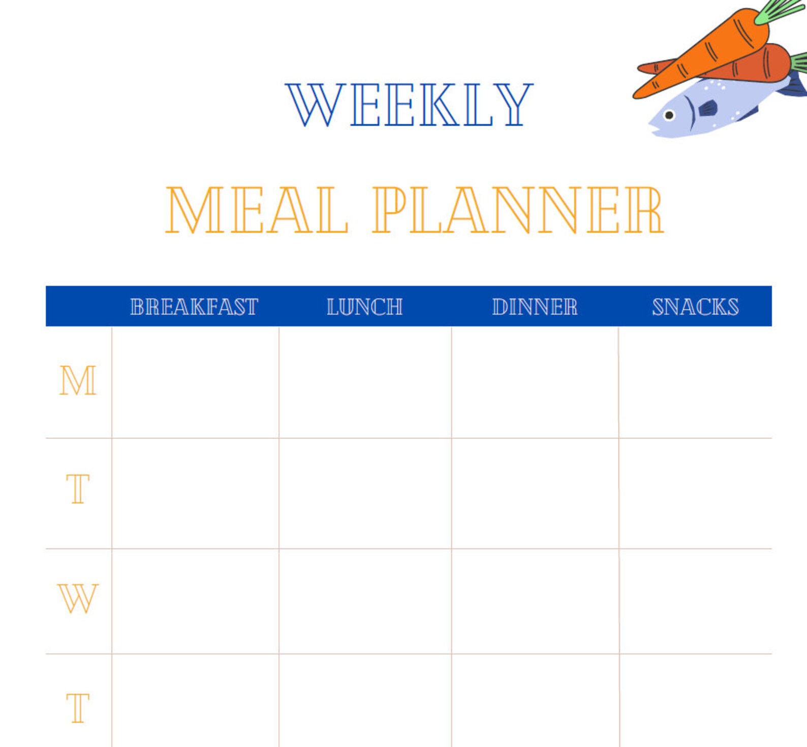 Weekly Meal Planner Printable Template, 7 Day Menu Plan, Food Planner ...