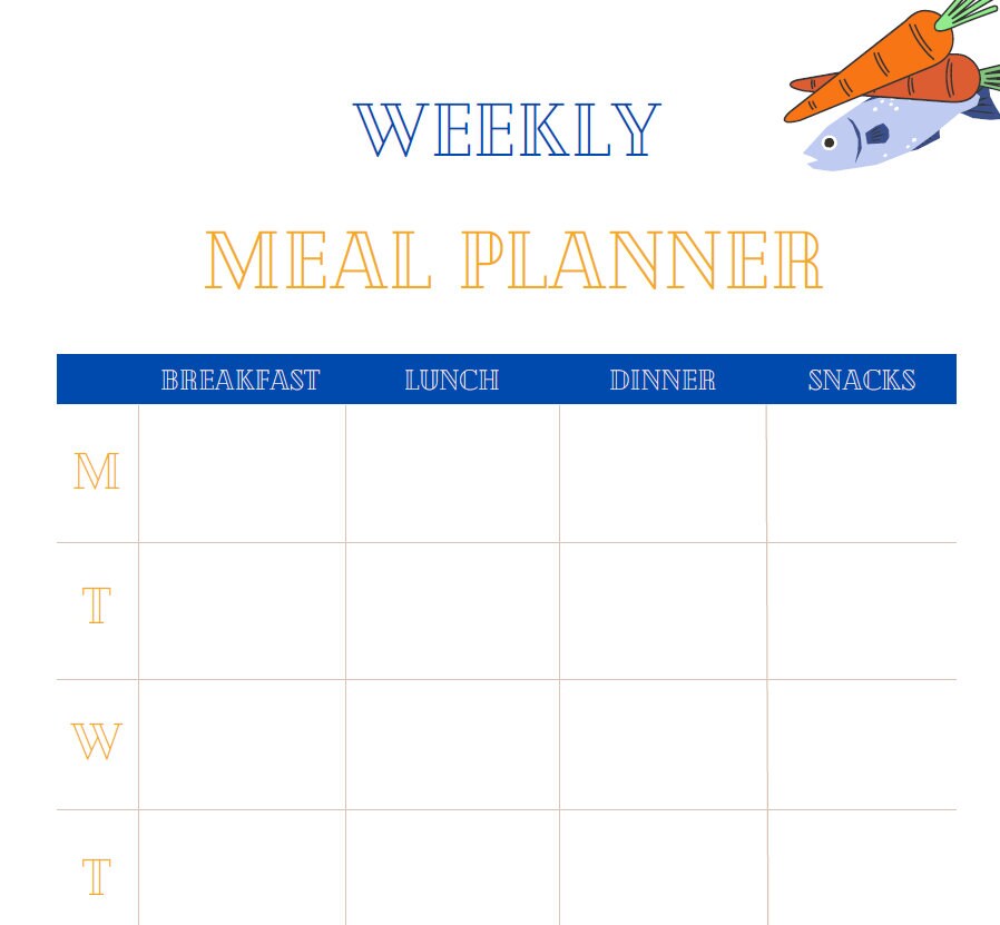 Weekly Meal Planner Printable Template, 7 Day Menu Plan, Food Planner ...