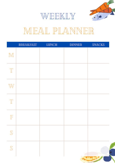 Weekly Meal Planner Printable Template, 7 Day Menu Plan, Food Planner ...