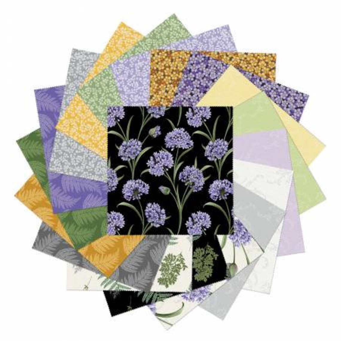 Newly Released! Whispering Lilies Layer Cake Bundle: 10" Cotton Squares ...