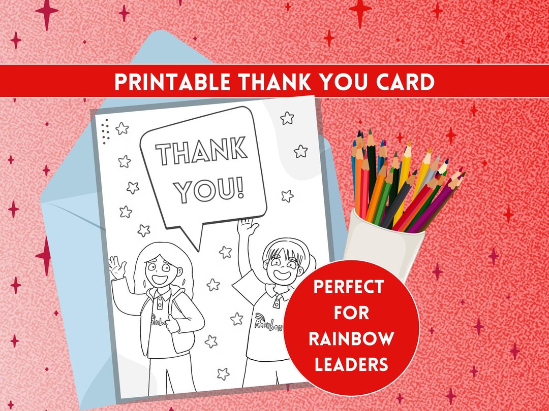 Rainbow Thank You Colouring Cards Rainbows Thanks Leader Gift Volunteer ...