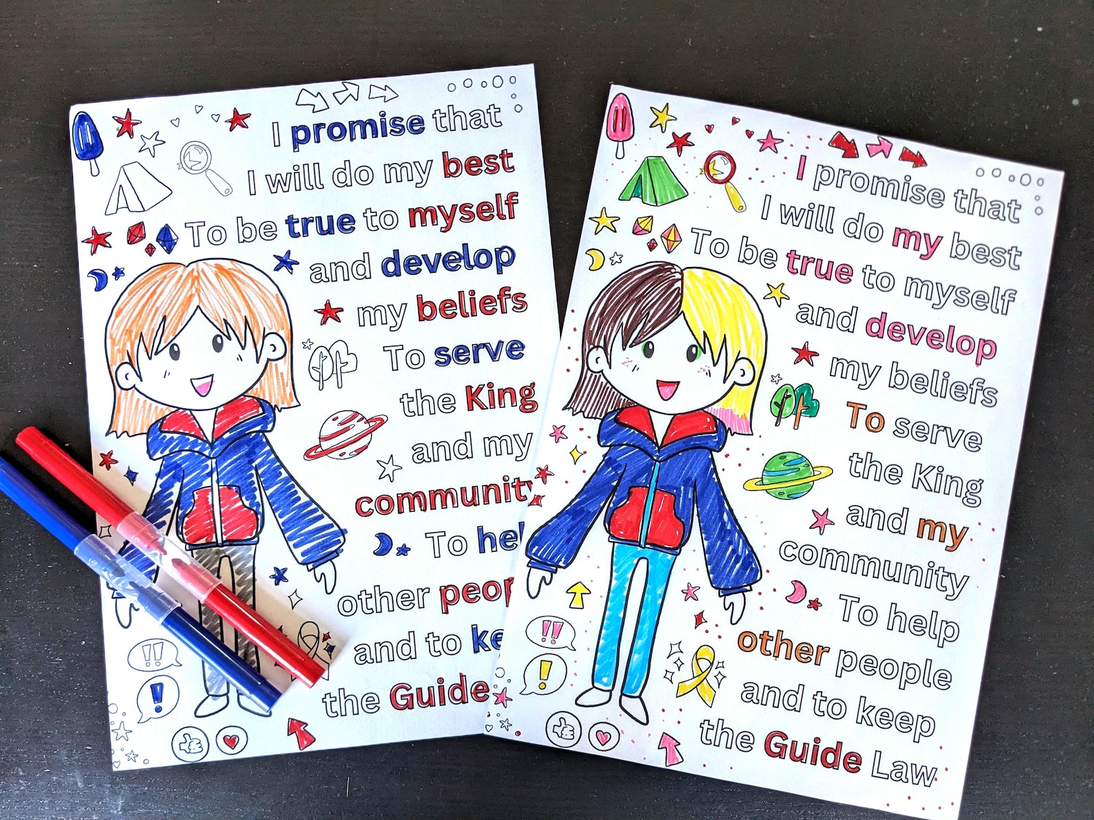 Guide Promise and Uniform Colouring UK | Girl Guide Printable | Brownie ...