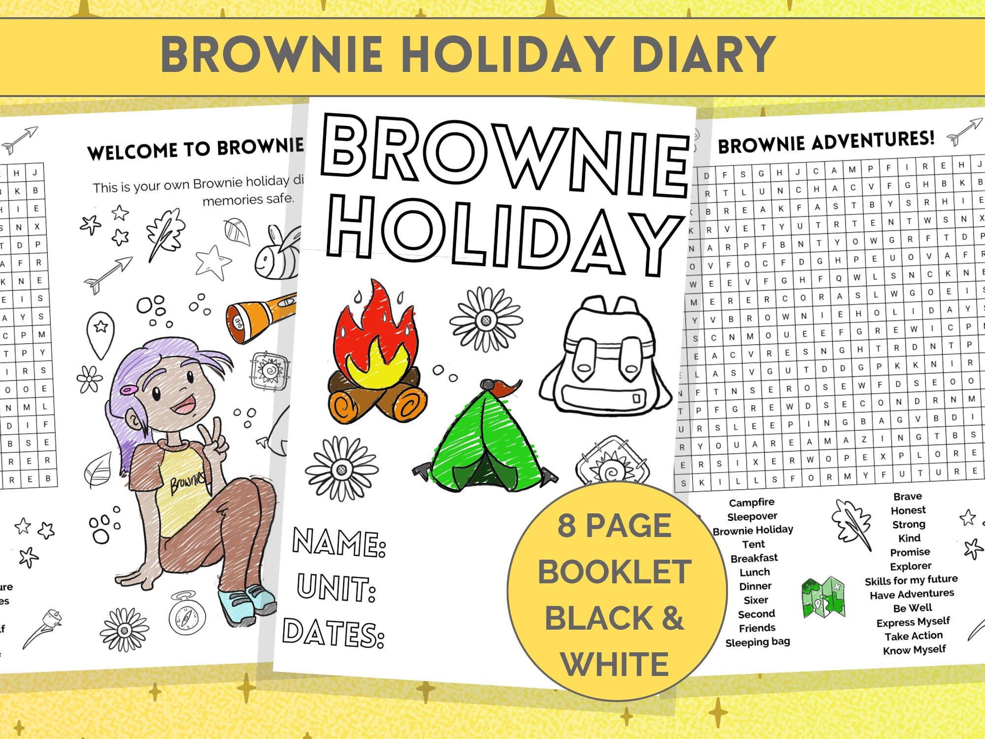 Brownie Holiday Diary | Activities, Colouring, Diary Space (PDF ...