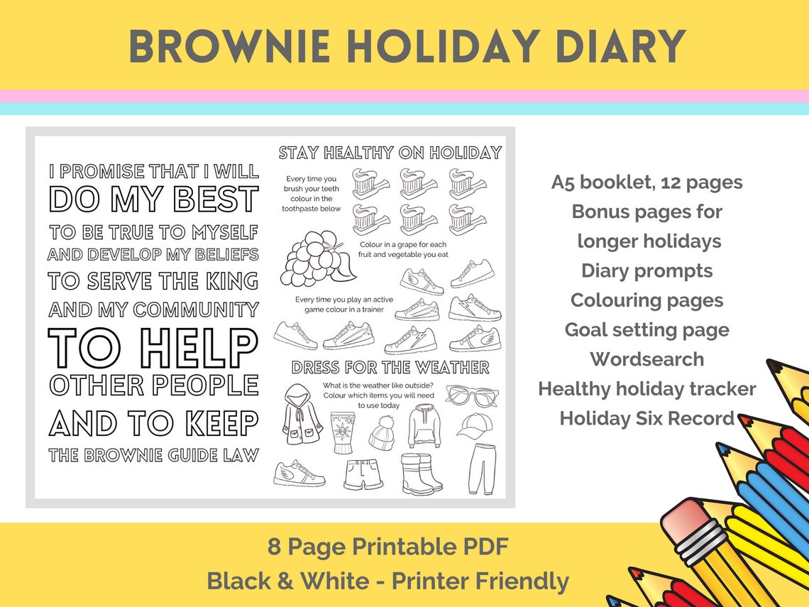 Printable Brownie Holiday Diary Brownie Leader Resource Girl Scout ...