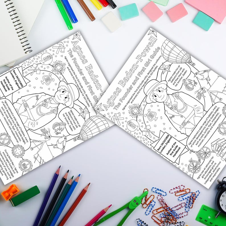 Agnes Baden-powell Colouring Page & Art Print | Girlguiding PDF ...