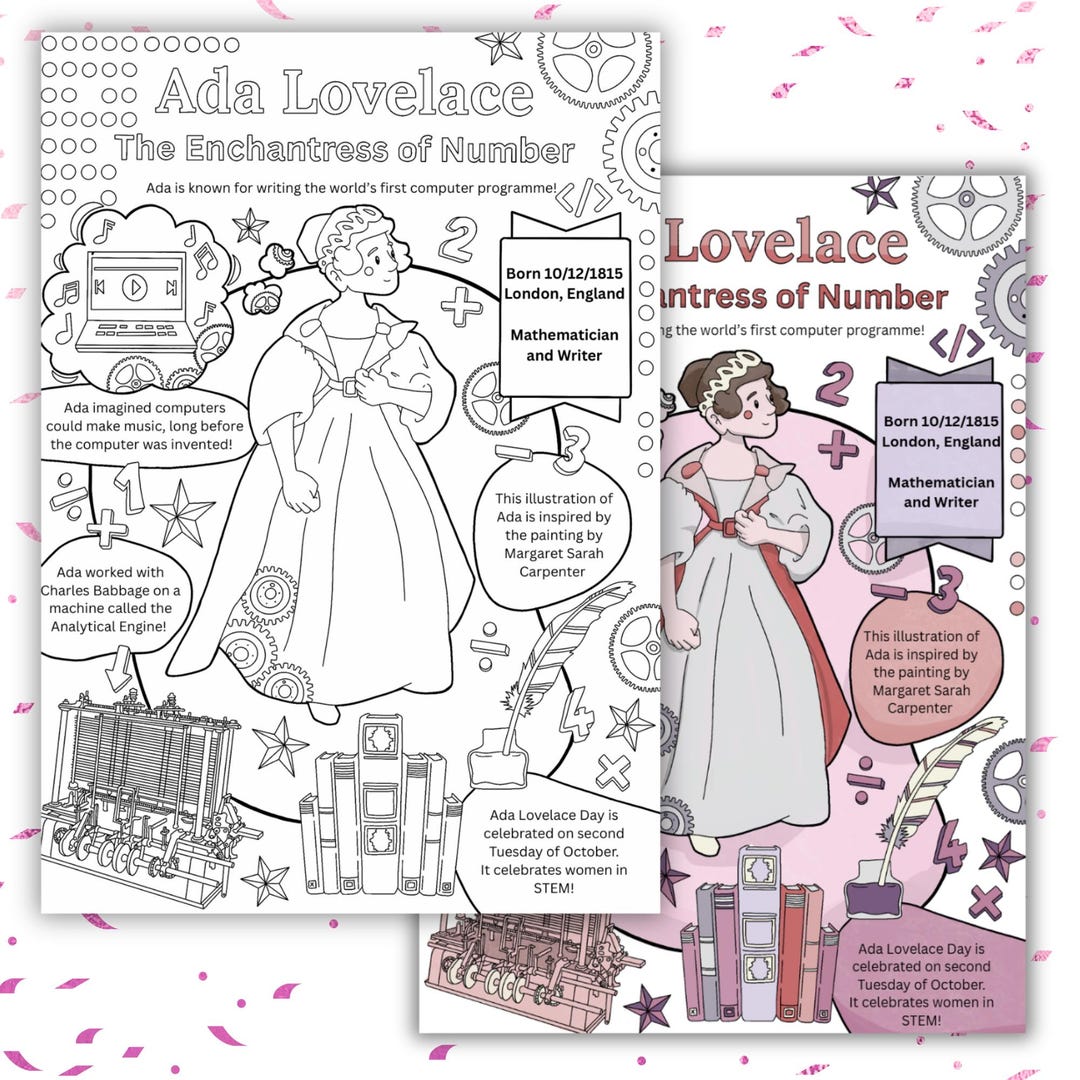 Ada Lovelace Printable Colouring Page & Art Print | Inspiring Women in ...