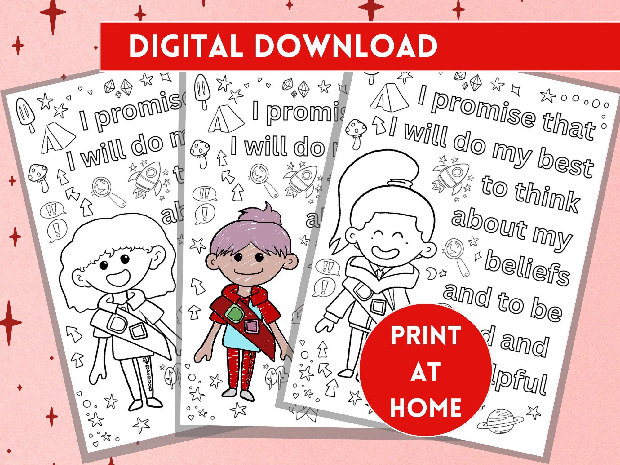 Rainbow Uniform and Promise Colouring Pages UK | Girlguiding Printable ...