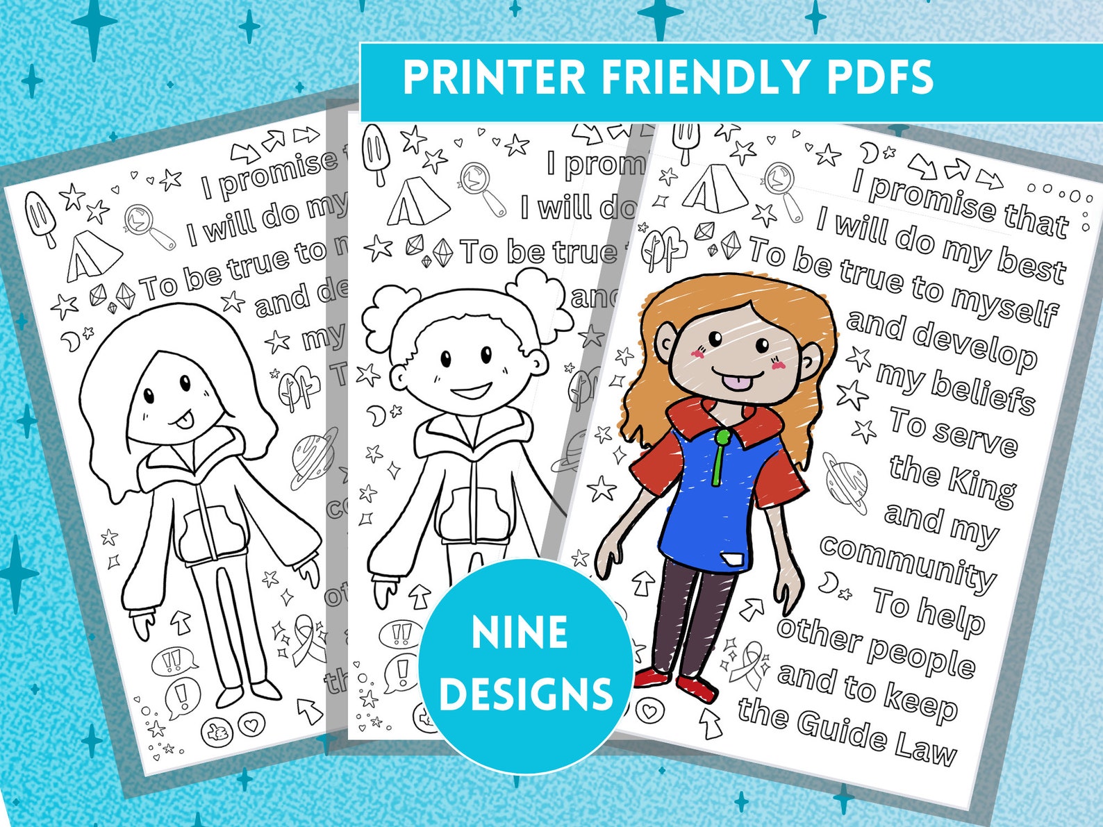 Guide Promise and Uniform Colouring UK | Girl Guide Printable | Brownie ...