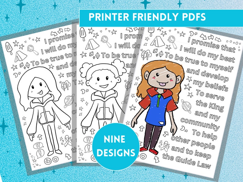 Girl Guide Promise and Uniform Colouring Pages | UK Brownies, Rainbows ...