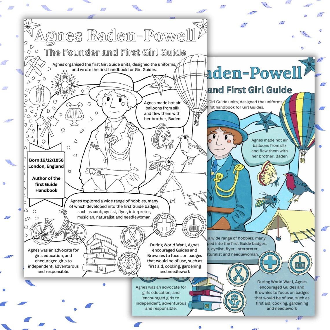 Agnes Baden-powell Colouring Page & Art Print | Girlguiding PDF ...