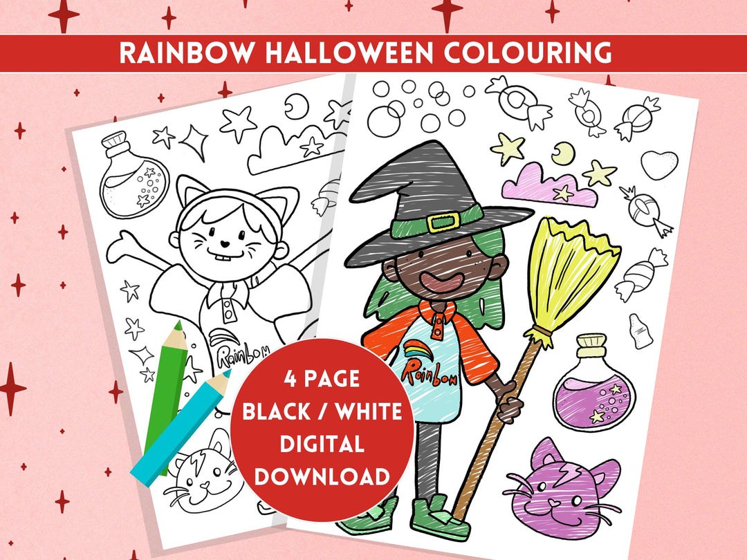Rainbow Halloween Colouring Pages | Girlguiding Printable | Autumn Term ...