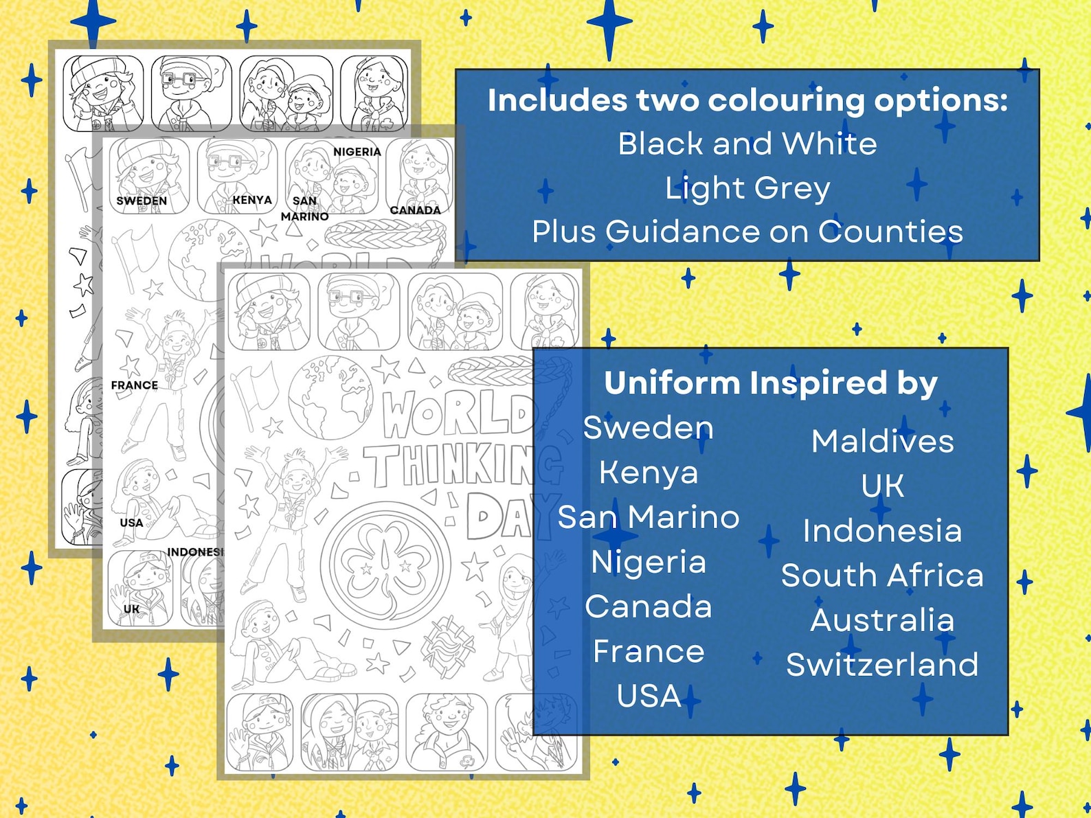 World Thinking Day Colouring Page Girl Guides & Girl Scouts Global ...