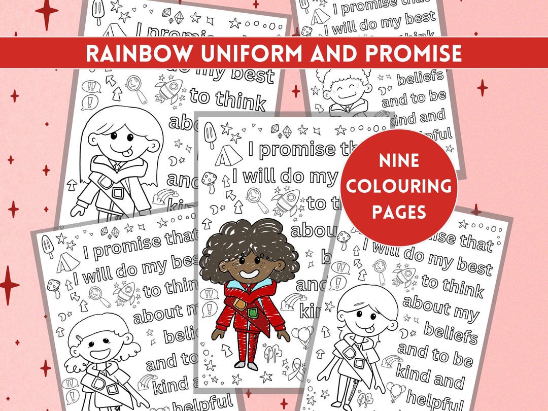 Rainbow Uniform and Promise Colouring Pages UK | Girlguiding Printable ...