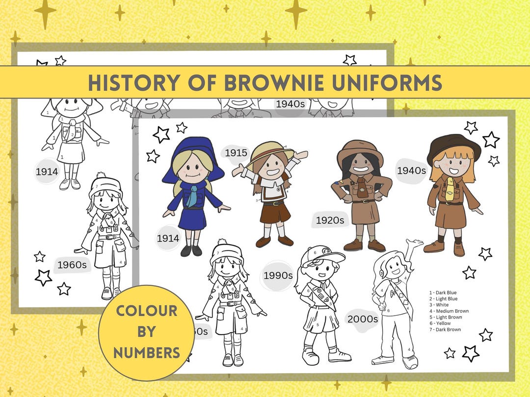 Brownie History Uniform Colouring Page UK | Colour by Numbers | Easy ...