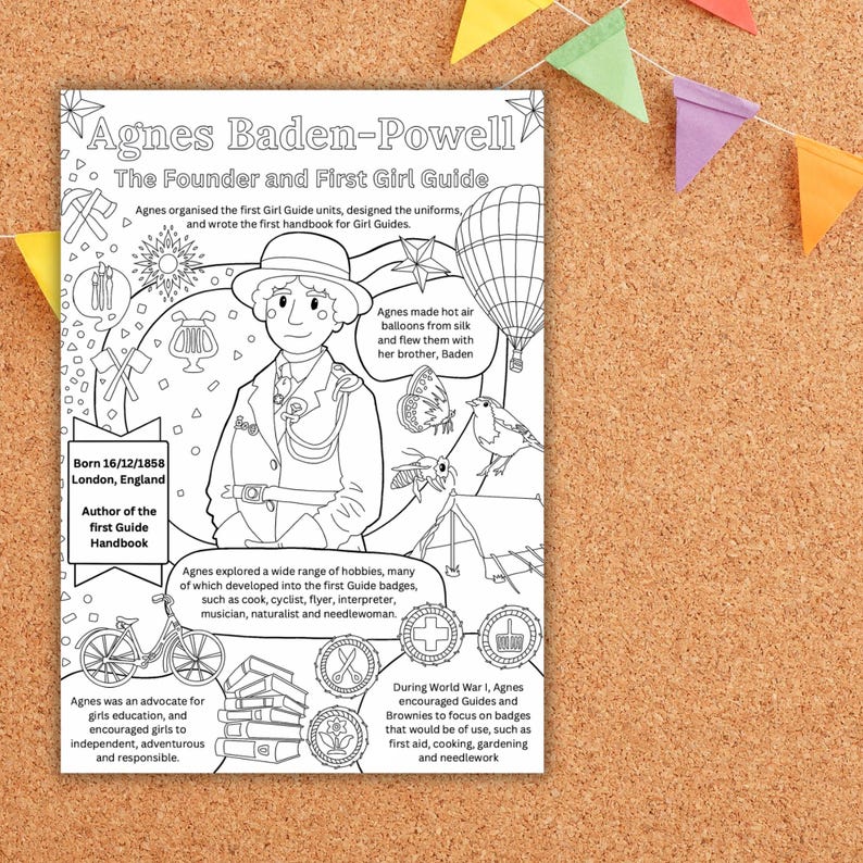 Agnes Baden-powell Colouring Page & Art Print | Girlguiding PDF ...