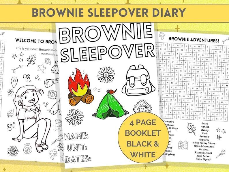 Printable Brownie Sleepover Diary | Brownie Leader Resource | Girl ...