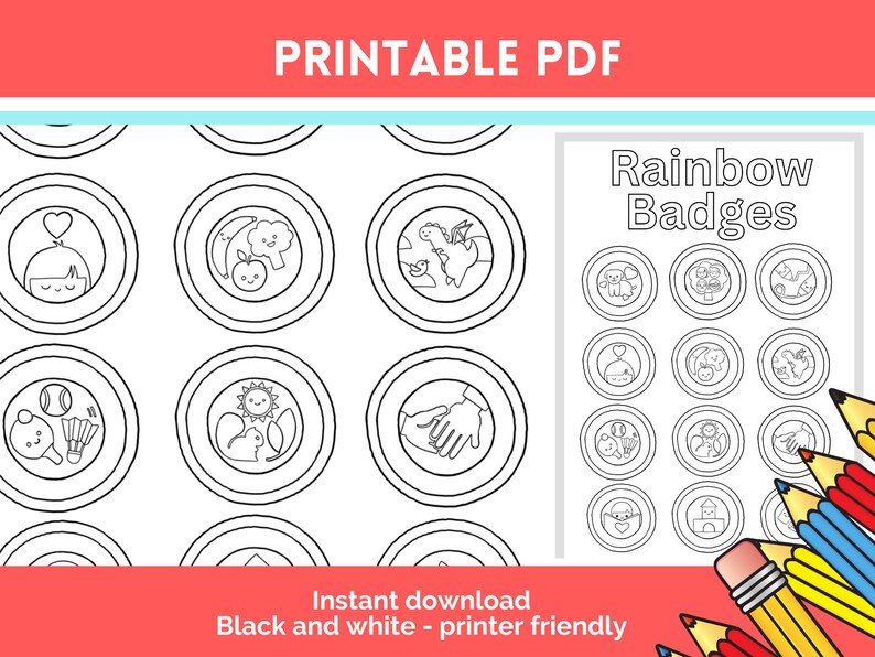 Rainbow Badges Colouring Page Rainbows Badges Leader Resource Girl ...