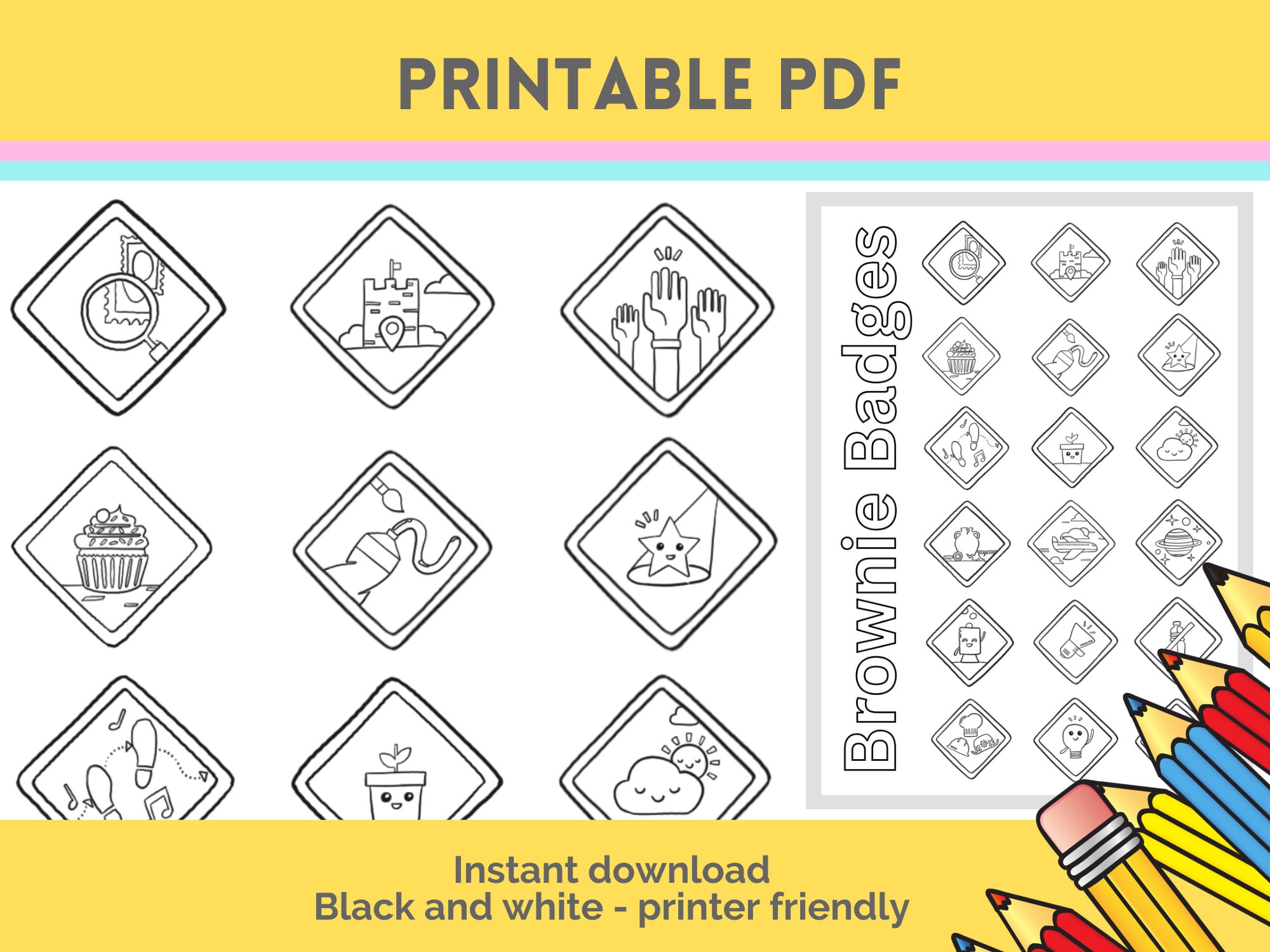 Brownie Badges Colouring Page Brownies Badges Leader Resource Girl ...