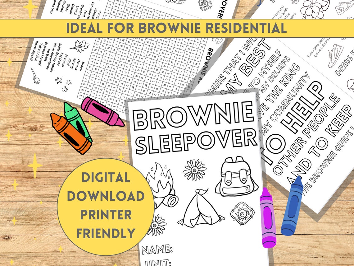 Printable Brownie Sleepover Diary | Colouring Pages (PDF Pattern) - Etsy
