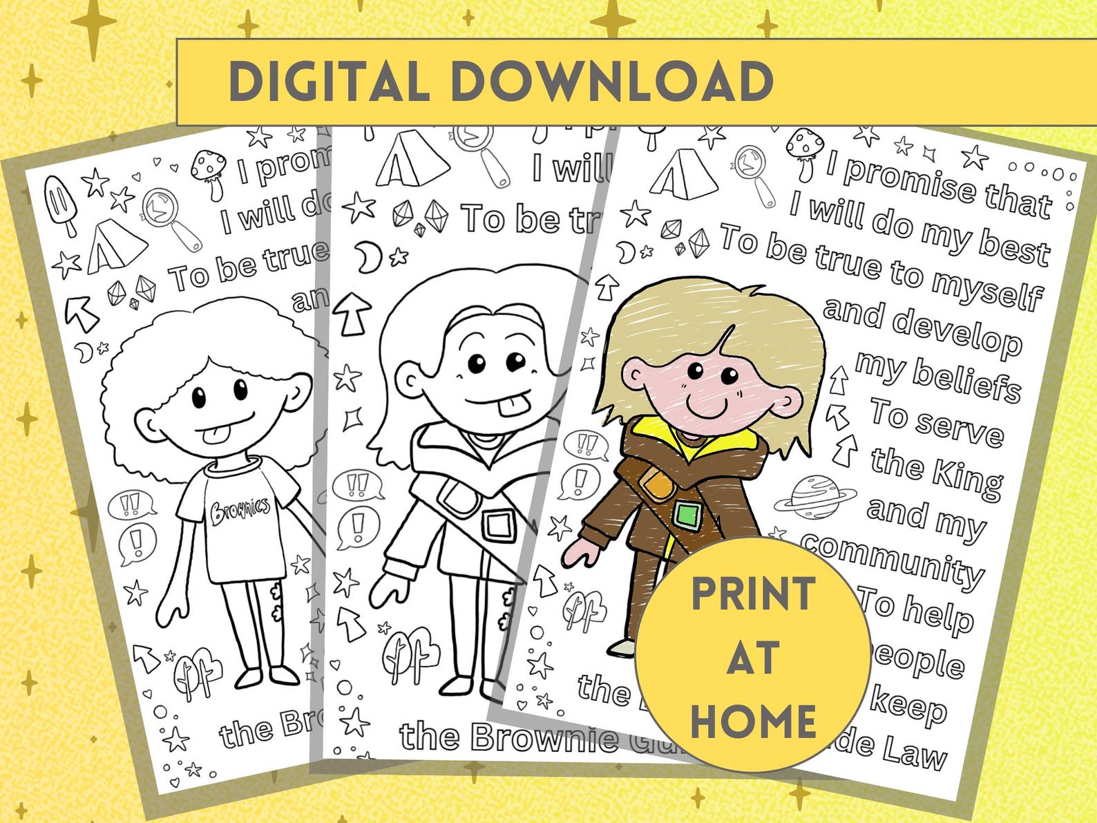 Brownie Promise and Uniform Colouring UK | Girlguiding Printable ...