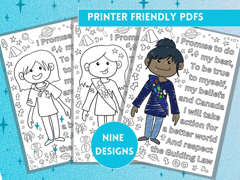 Girl Guides Canada Colouring Pages | Uniform & Promise (digital PDF) - Etsy