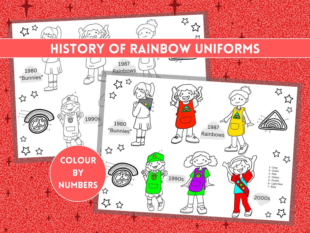 Rainbow History Uniform Colouring Page Colour by Numbers Easy Download ...