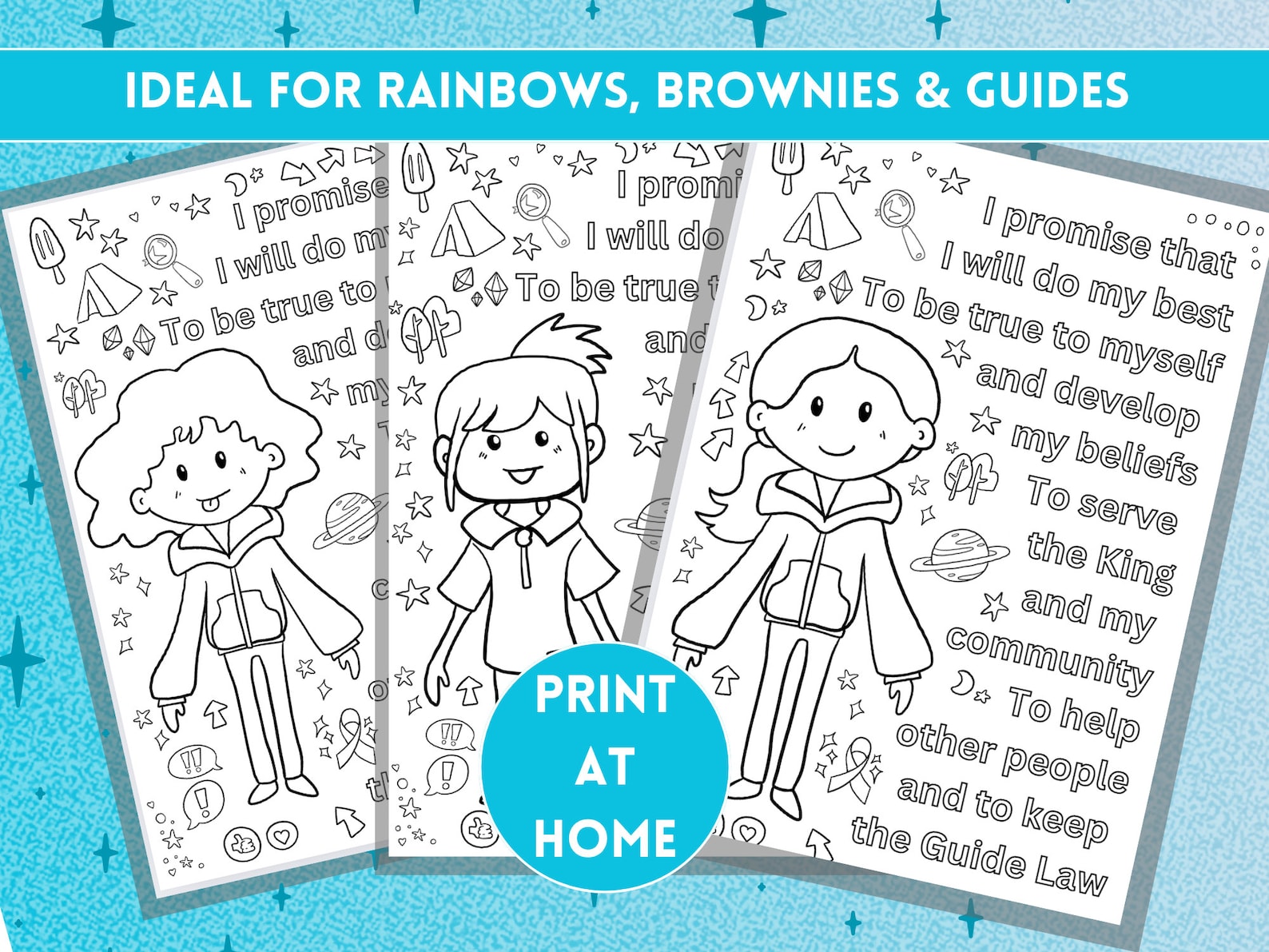 Guide Promise and Uniform Colouring UK | Girl Guide Printable | Brownie ...
