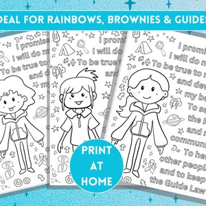 Girl Guide Promise and Uniform Colouring Pages | UK Brownies, Rainbows ...