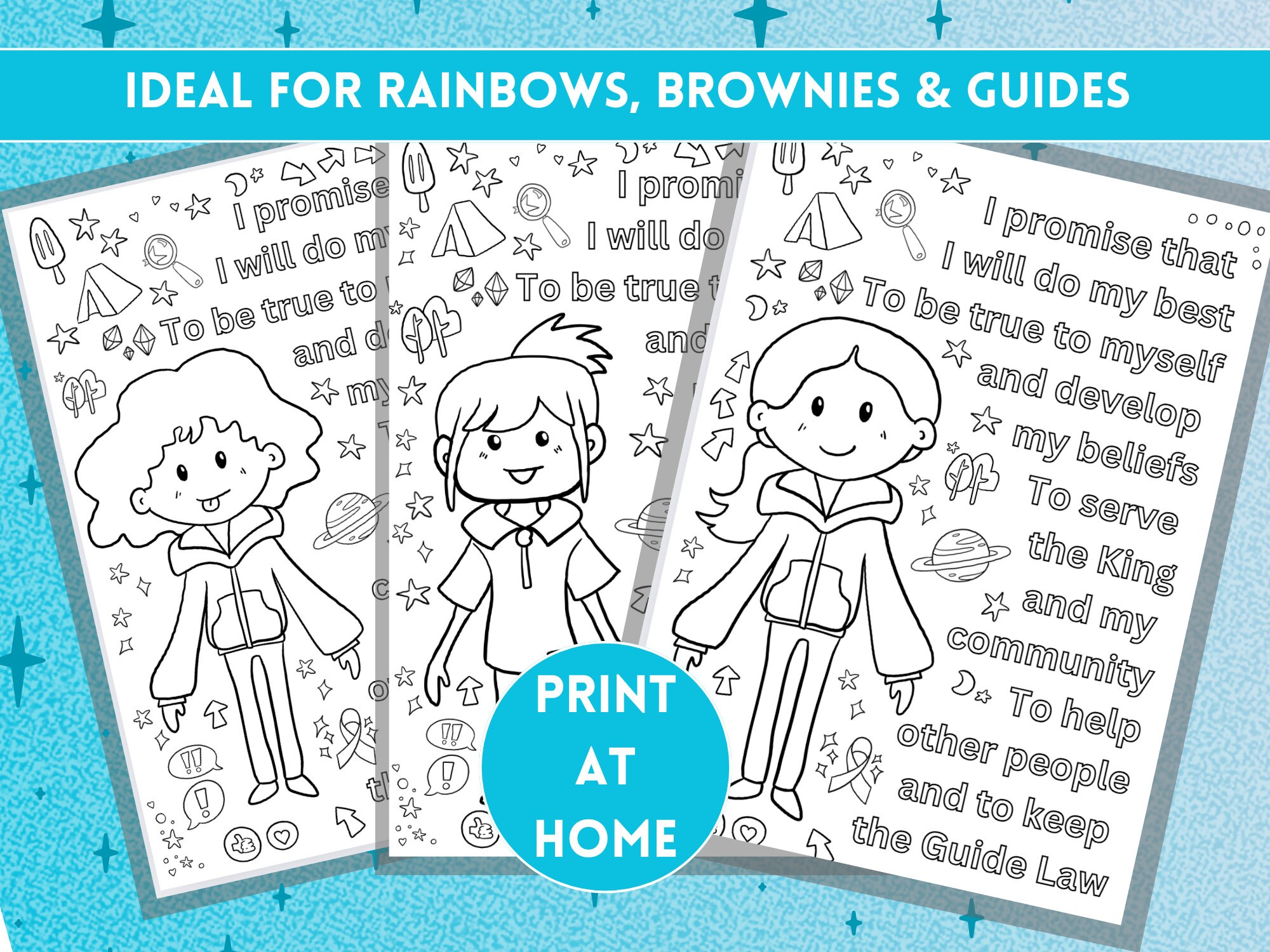 Guide Promise and Uniform Colouring UK | Girl Guide Printable | Brownie ...
