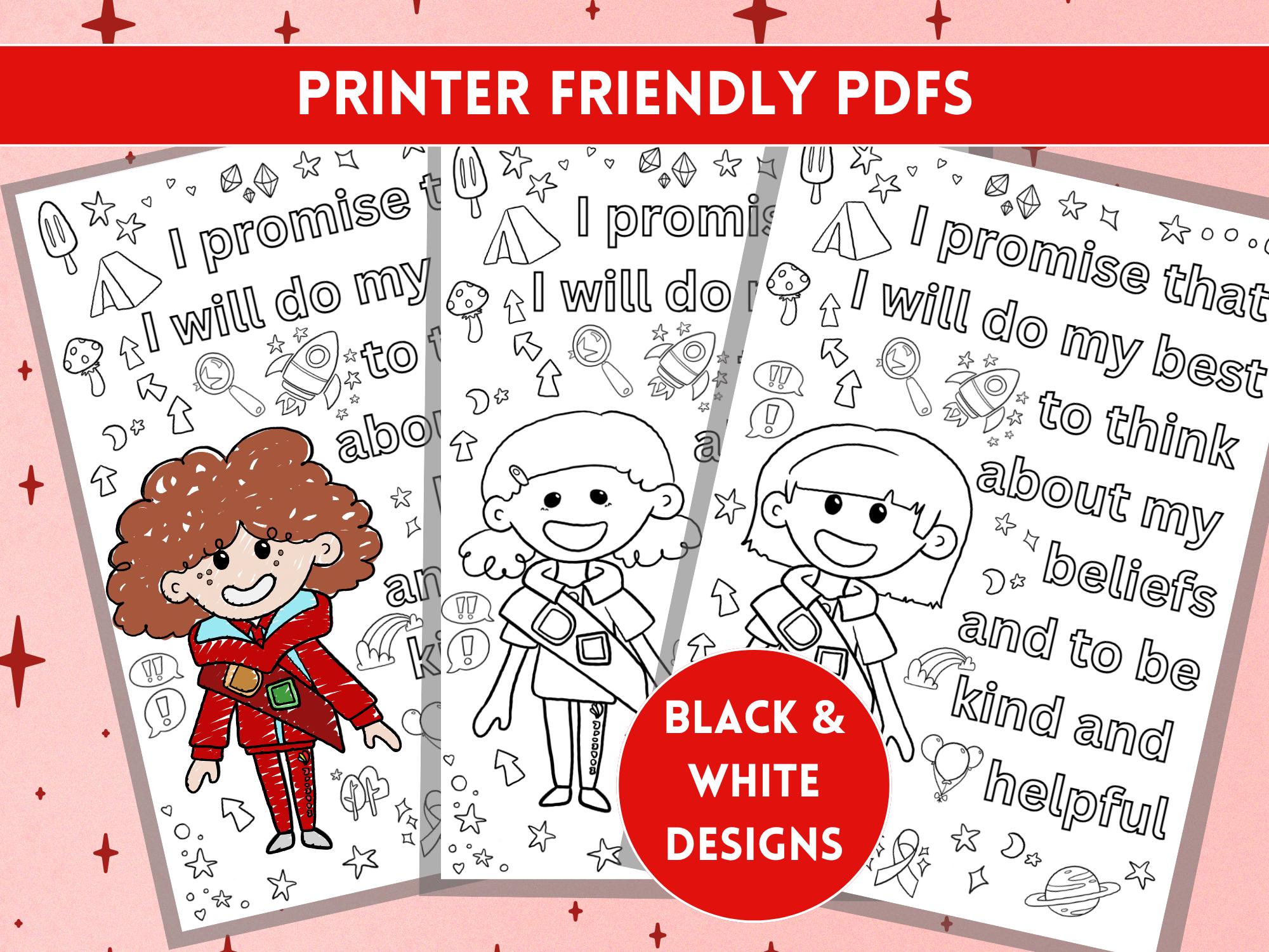 Rainbow Uniform and Promise Colouring Pages UK | Girlguiding Printable ...