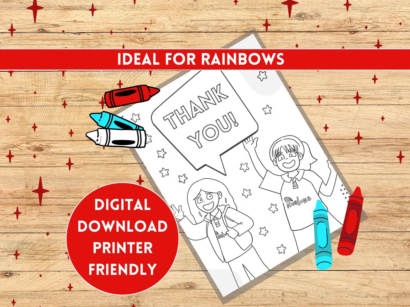 Rainbow Thank You Colouring Cards Rainbows Thanks Leader Gift Volunteer ...