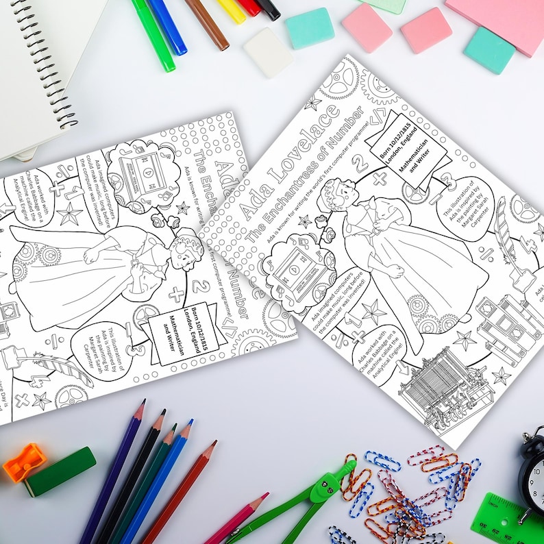 Ada Lovelace Printable Colouring Page & Art Print | Inspiring Women in ...