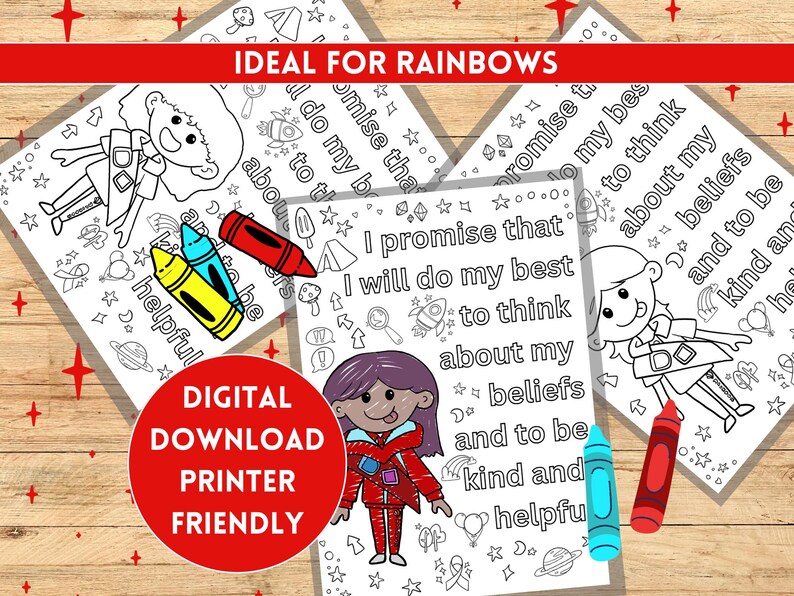 Rainbow Uniform and Promise Colouring Pages UK | Girlguiding Printable ...