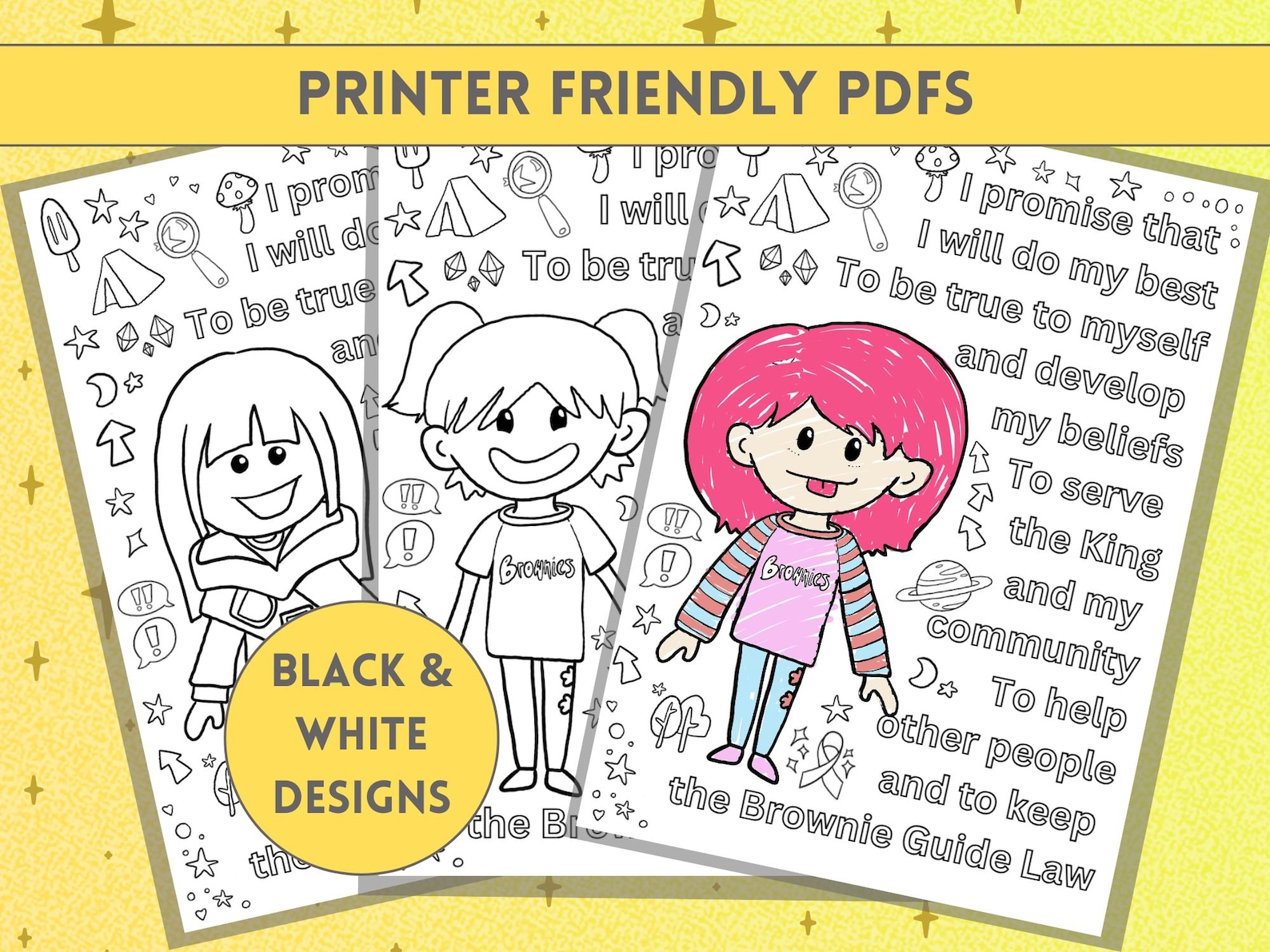 Brownie Promise and Uniform Colouring UK | Girlguiding Printable ...