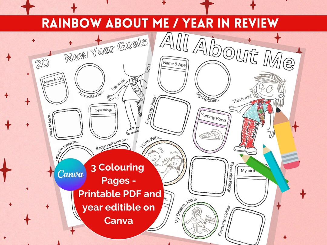 Printable Rainbow About Me | Year in Review | New Term Goals | New ...