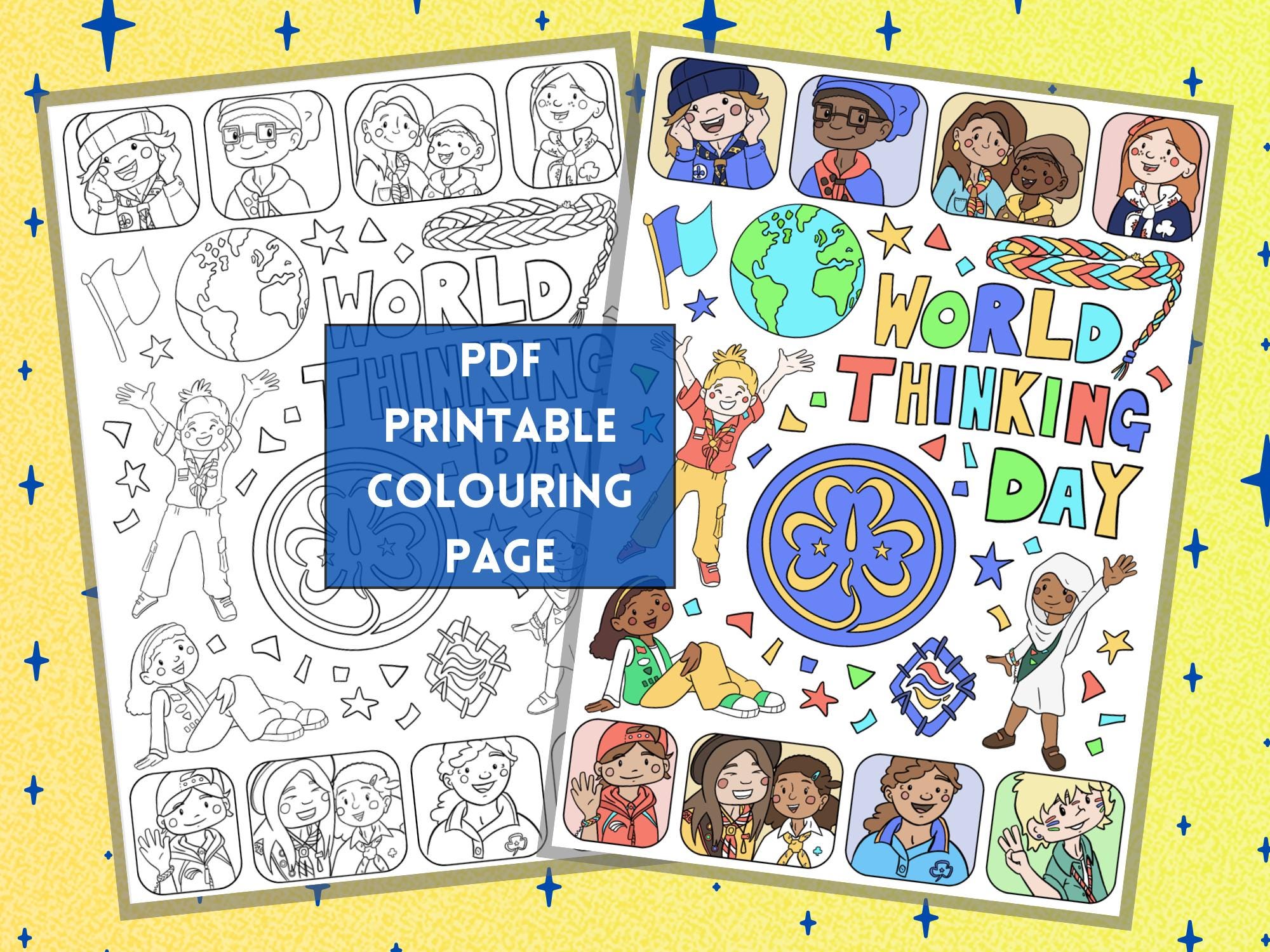 World Thinking Day Colouring Page Girl Guides & Girl Scouts Global ...