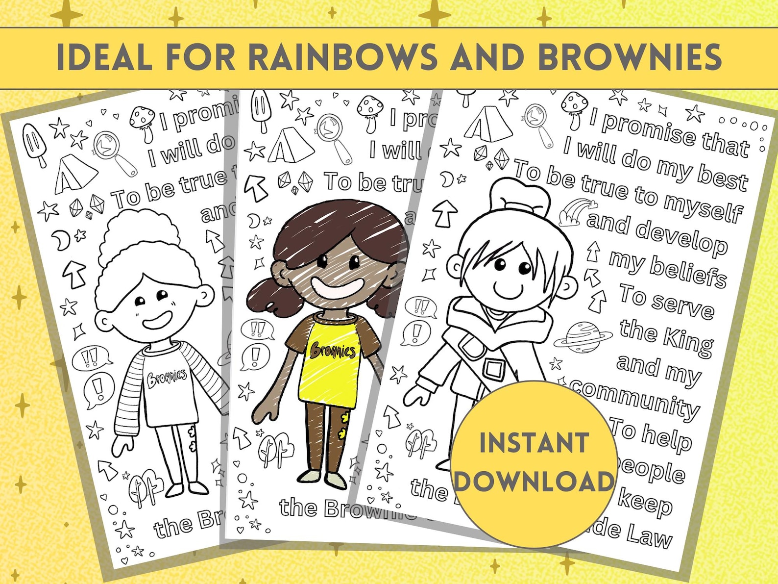 Brownie Promise and Uniform Colouring UK | Girlguiding Printable ...