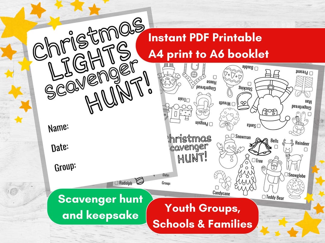 Christmas Scavenger Hunt Printable | Xmas Lights Game | Outdoor Walk ...