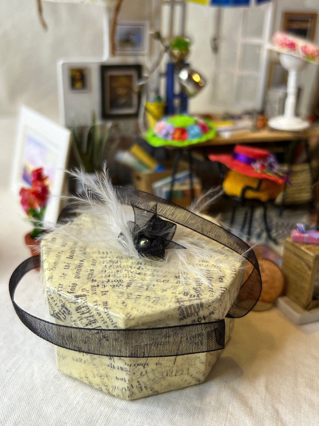 Octagon Newsprint Hat Box - Etsy