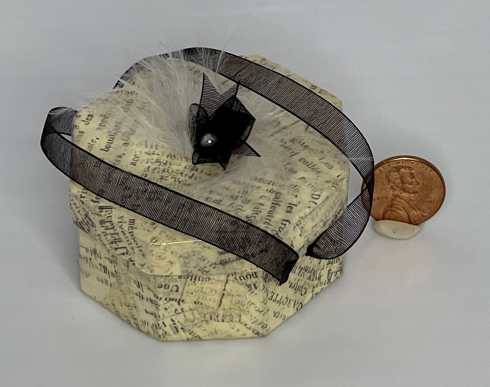 Octagon Newsprint Hat Box - Etsy