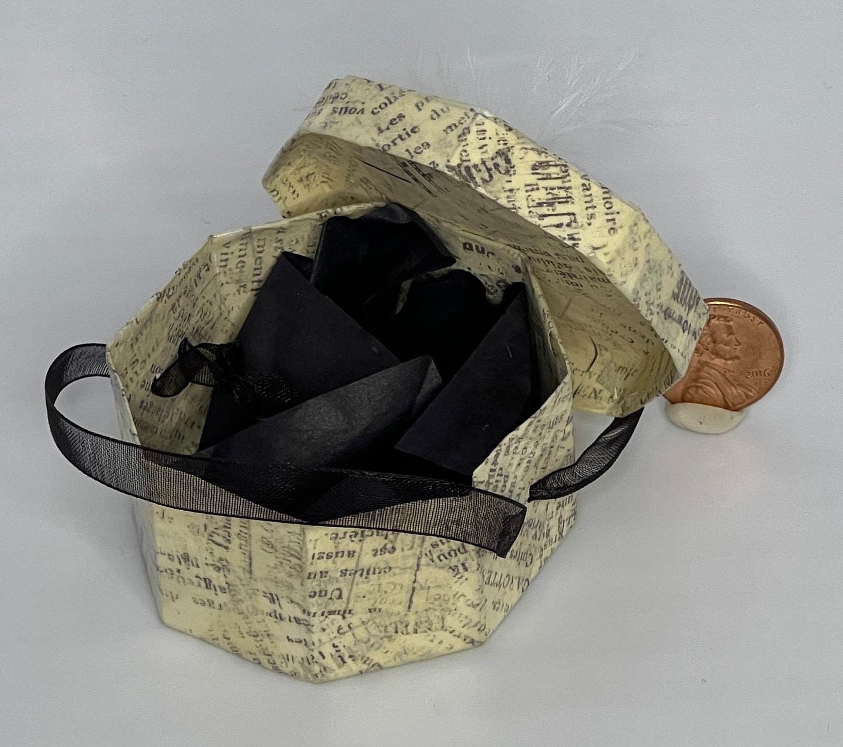Octagon Newsprint Hat Box - Etsy