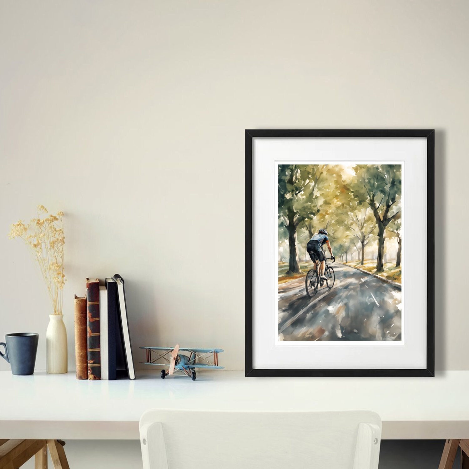 Watercolour Cycling Art Print, Printable Art, Digital, Cyclist ...