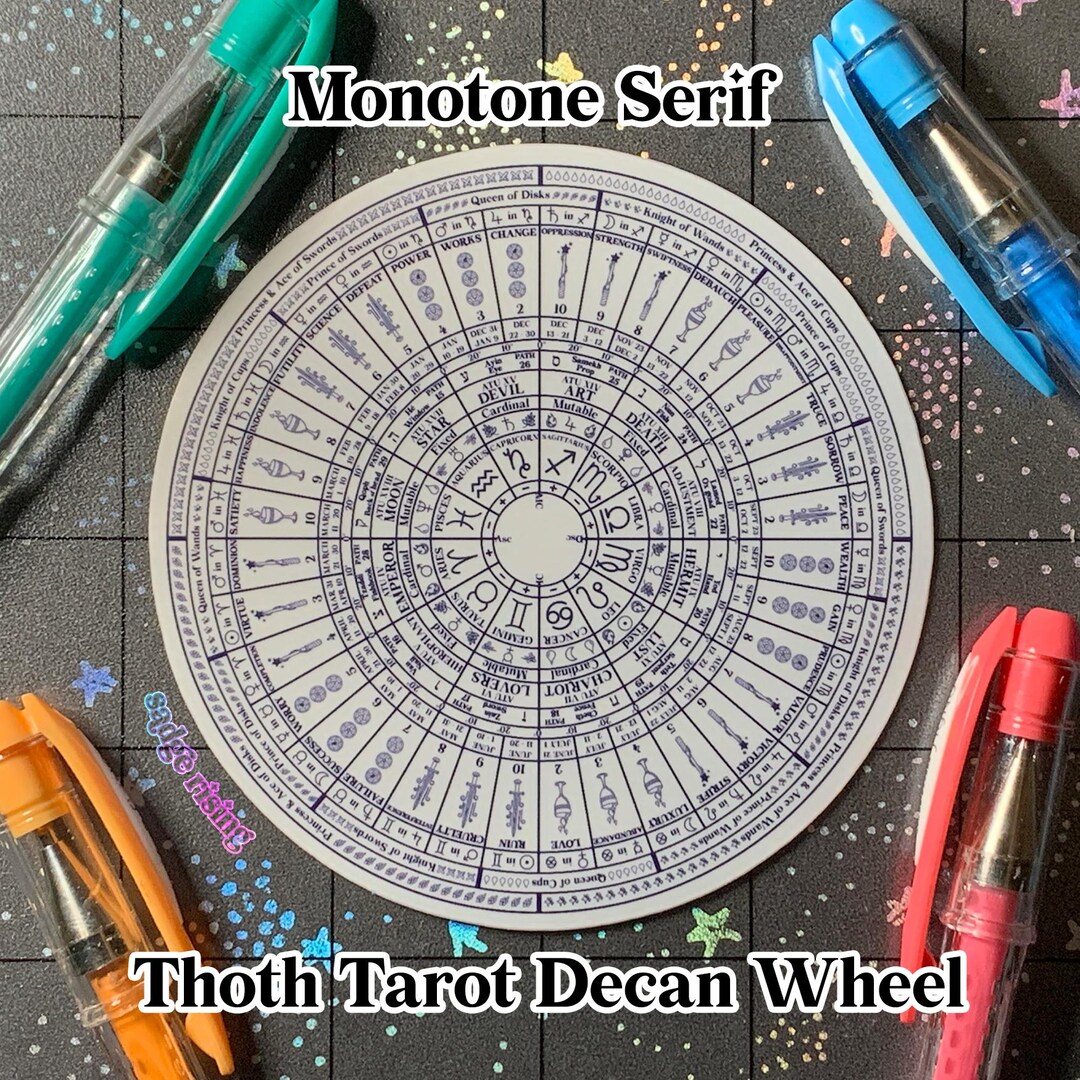Serif Thoth Tarot Zodiac Decan Wheel Vinyl Sticker [monotone] [V3] - Etsy