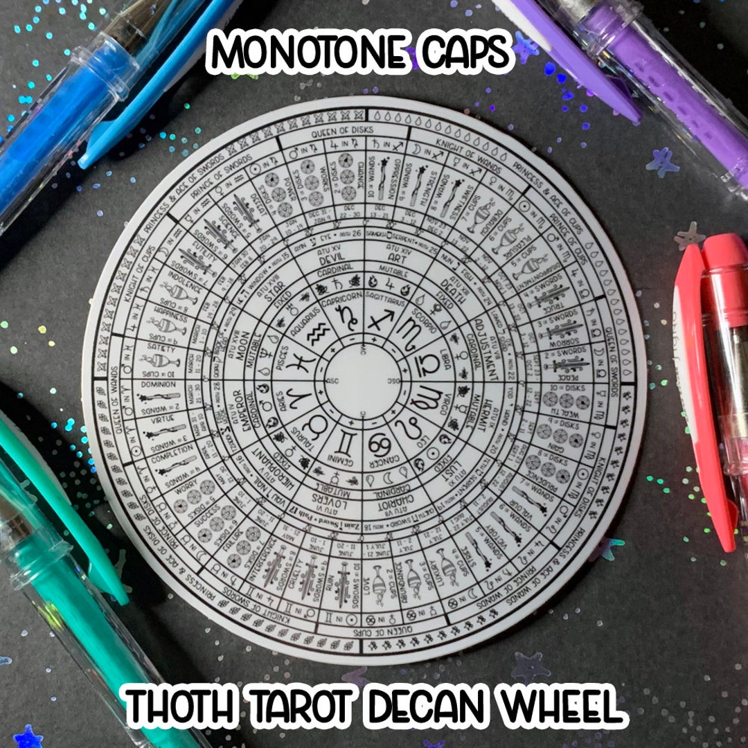 CAPS Thoth Tarot Zodiac Decan Wheel Sticker monotone - Etsy