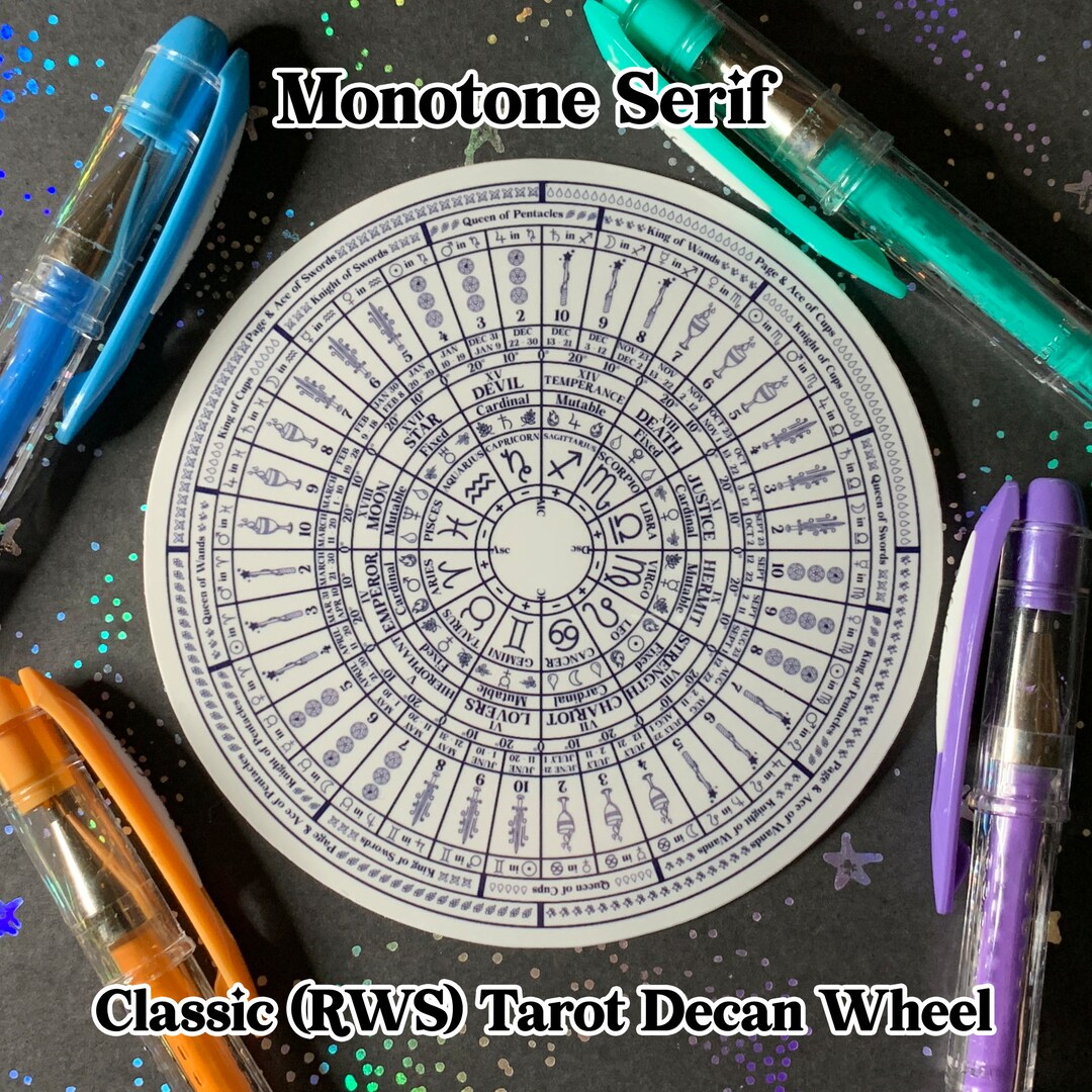 Serif Classic Tarot Zodiac Decan Wheel Vinyl Sticker [monotone] [V2 ...