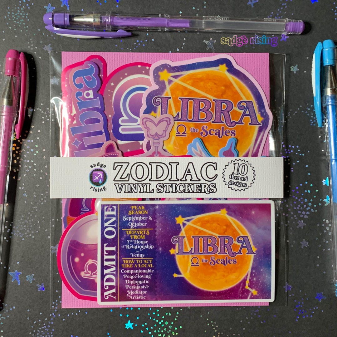 Libra Zodiac Vinyl Sticker Mixed Pack - Etsy