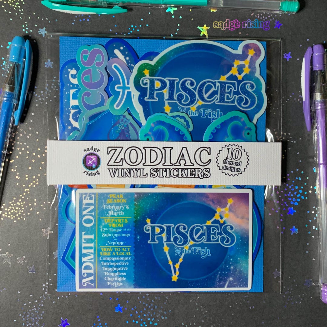 Pisces Zodiac Vinyl Sticker Mixed Pack - Etsy