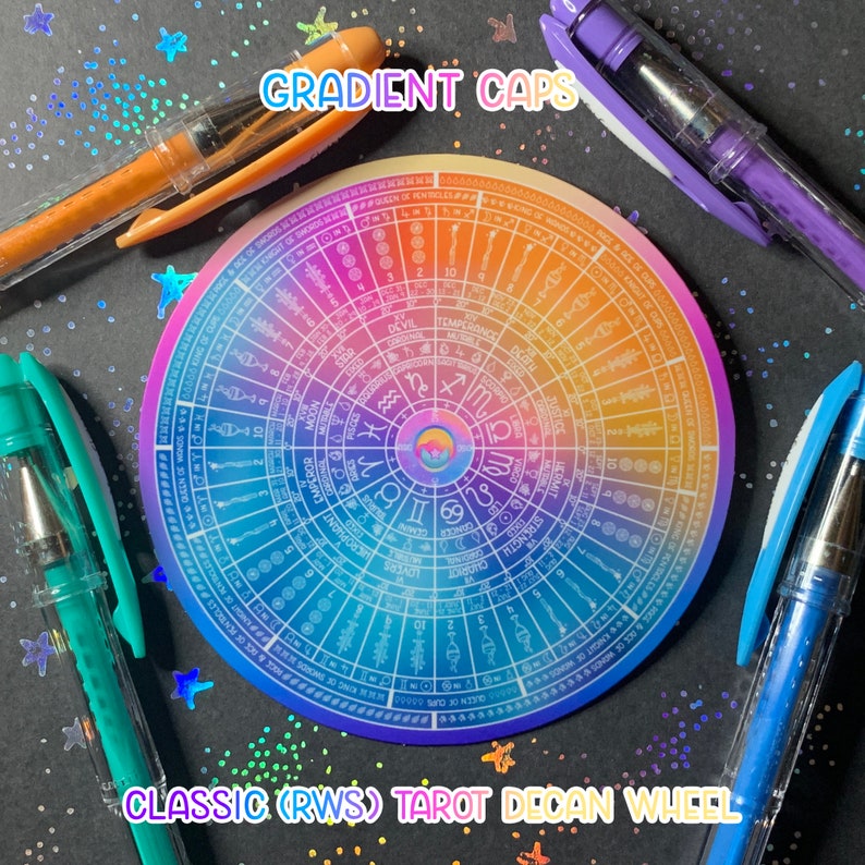 CAPS Classic Tarot Zodiac Decan Wheel Vinyl Sticker [gradient] [V2 ...